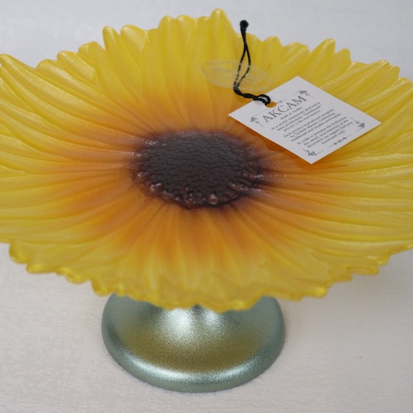 Akcam | Dining | Akcam Sunflower Shaped Glass Cake Plate Dessert ...